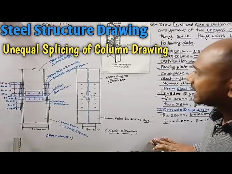 unequal splicing of column, splicing of column, steel structure drawing ...