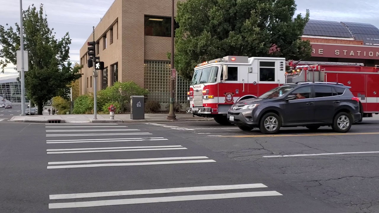 Spokane Fire Engine 1 & Rescue 1 Responding - YouTube
