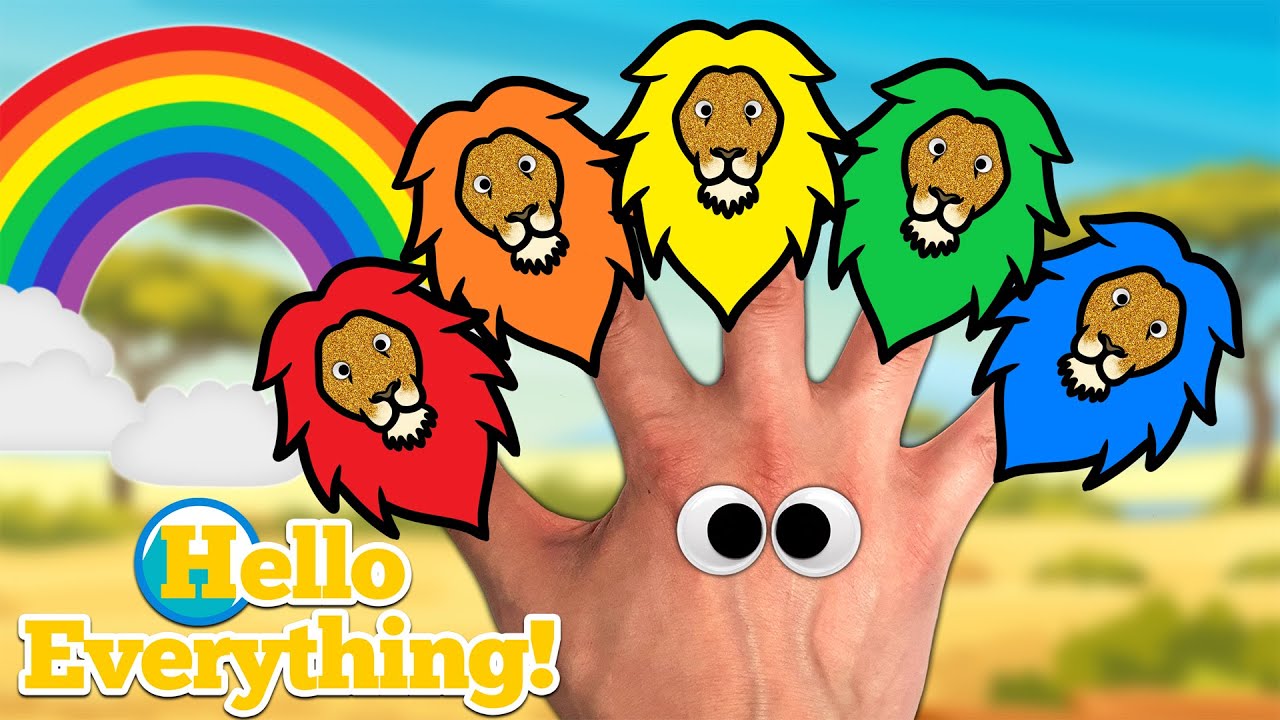 Safari Animals Finger Family | Fun Facts About Lions | Kids Songs and ...