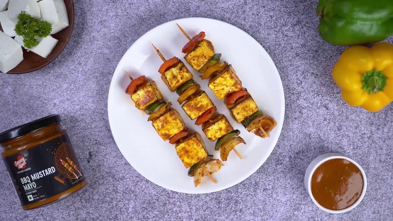 BBQ Mustard Mayo Paneer | Saucy Recipes - YouTube