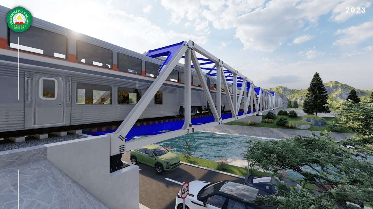 JEMBATAN KERETA API RANGKA BAJA TIPE PRATT - YouTube