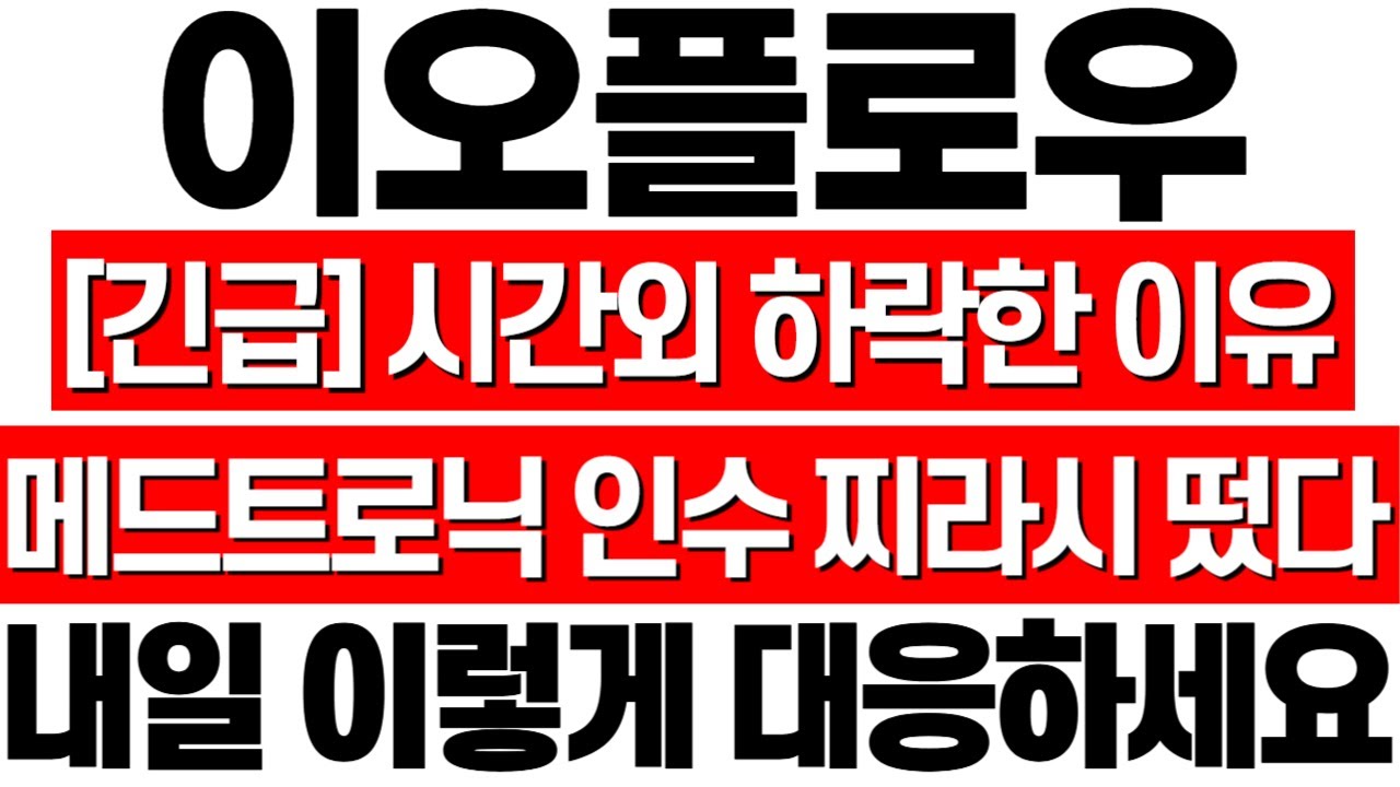 이오플로우 주가 전망 시간외 하락한 이유 메드트로닉 인수 찌라시 발생 긴급 대응 전략 이오플로우 주식 분석 이오플로우
