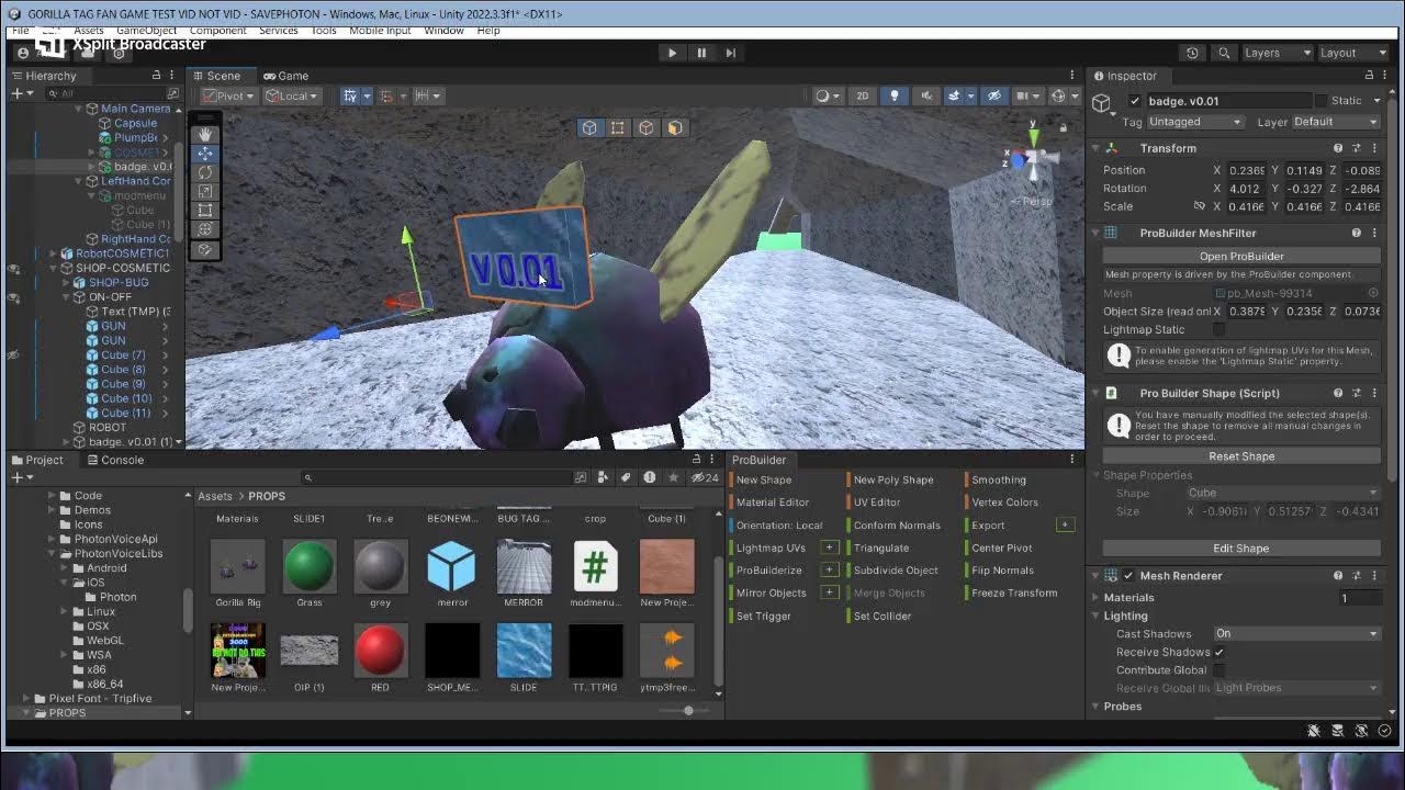 Making a unity gorilla tag fan game (BUG TAG) - YouTube