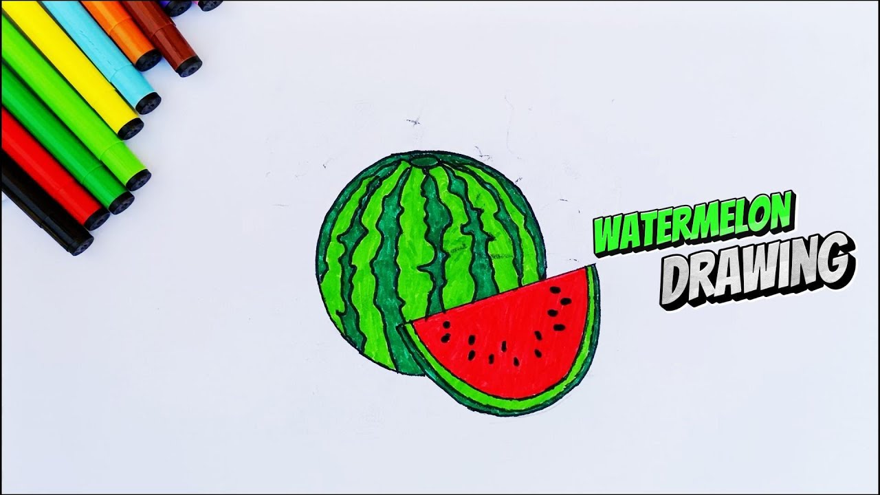 Easy Watermelon Drawing Tutorial - YouTube