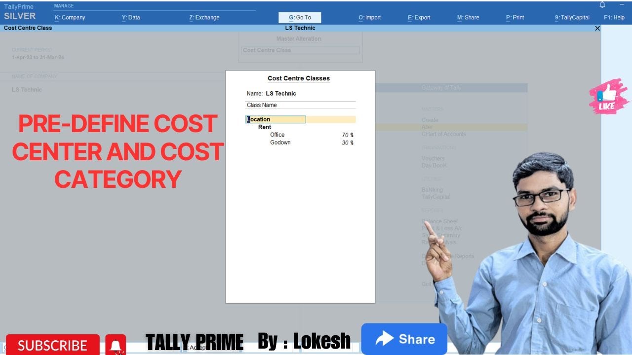 COST CENTER CLASS II PRE-DEFINE COST CENTER AND COST CATEGORY IN TALLY ...