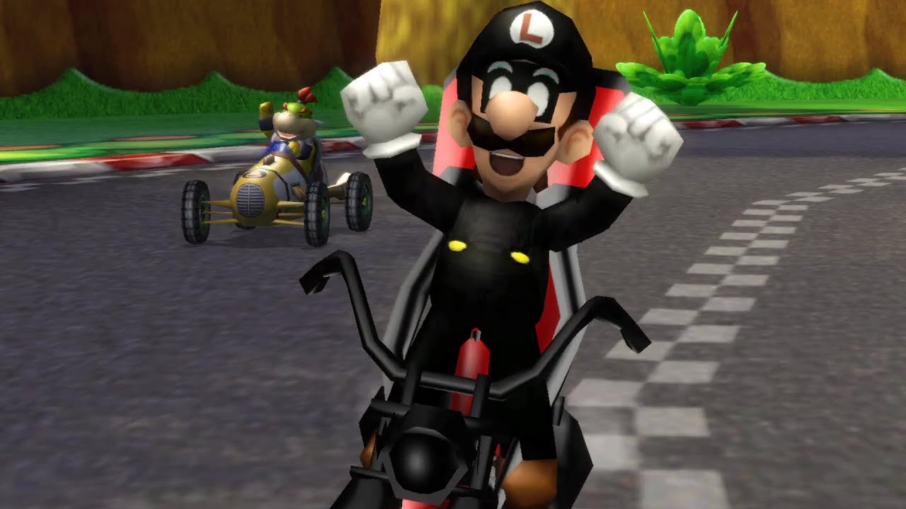 Darky Luigi on Wario Bike in Mario Kart Wii - YouTube