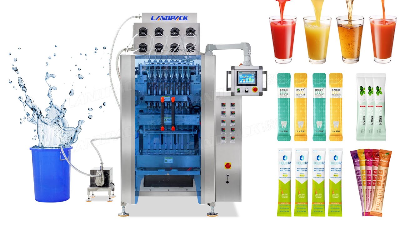 Automatic High Speed 8 Lane Liquid Packing Machine LD-560L - YouTube