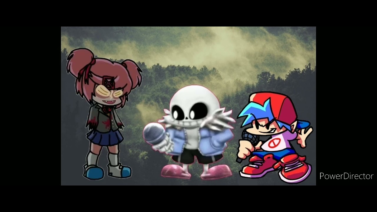 FNF : THE TRIPLE TROUBLE VERSION 2 (DOKI DOKI AND BF + SANS DUET 2 ...