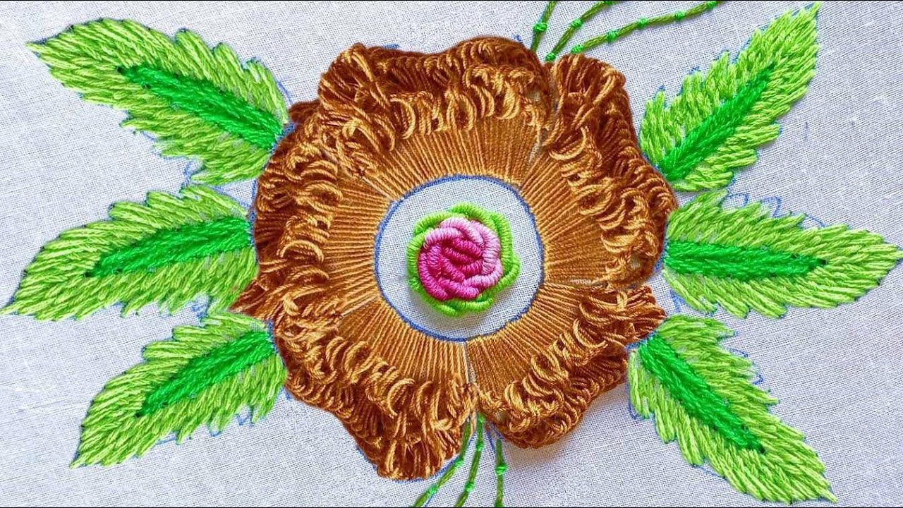 carnation trellis stitch flower design hand embroidery class basic ...