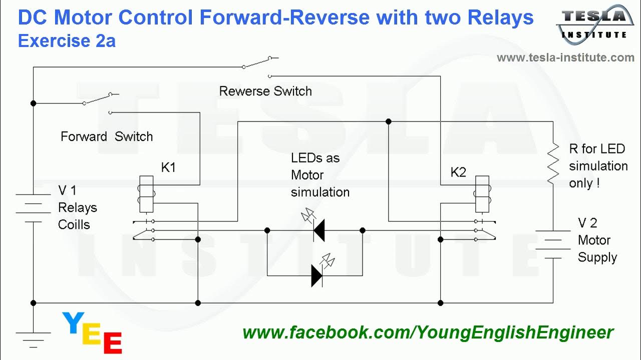 DC Motor Control Forward-Reverse with two Relays - Exercise 2a - YouTube