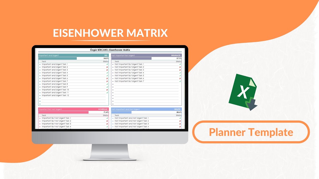 Eisenhower Matrix Excel Template - YouTube