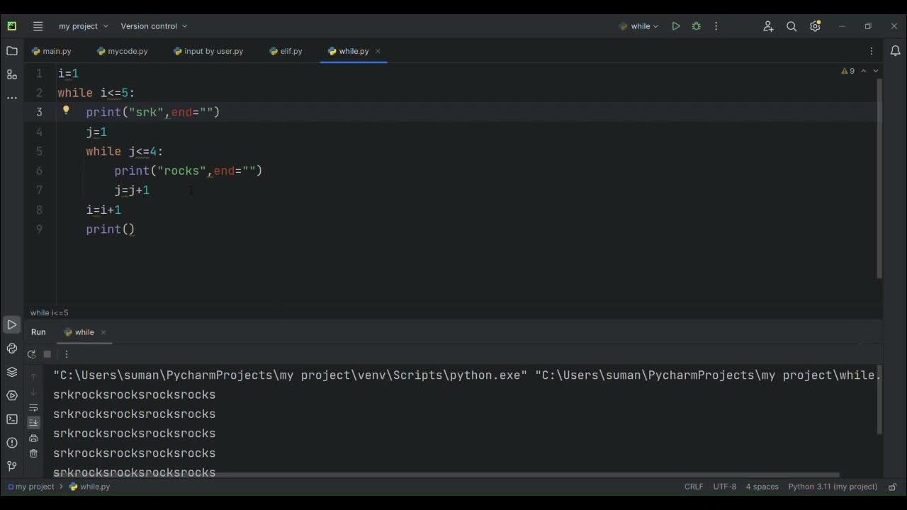 A easy program in python in while loop || python programming ...