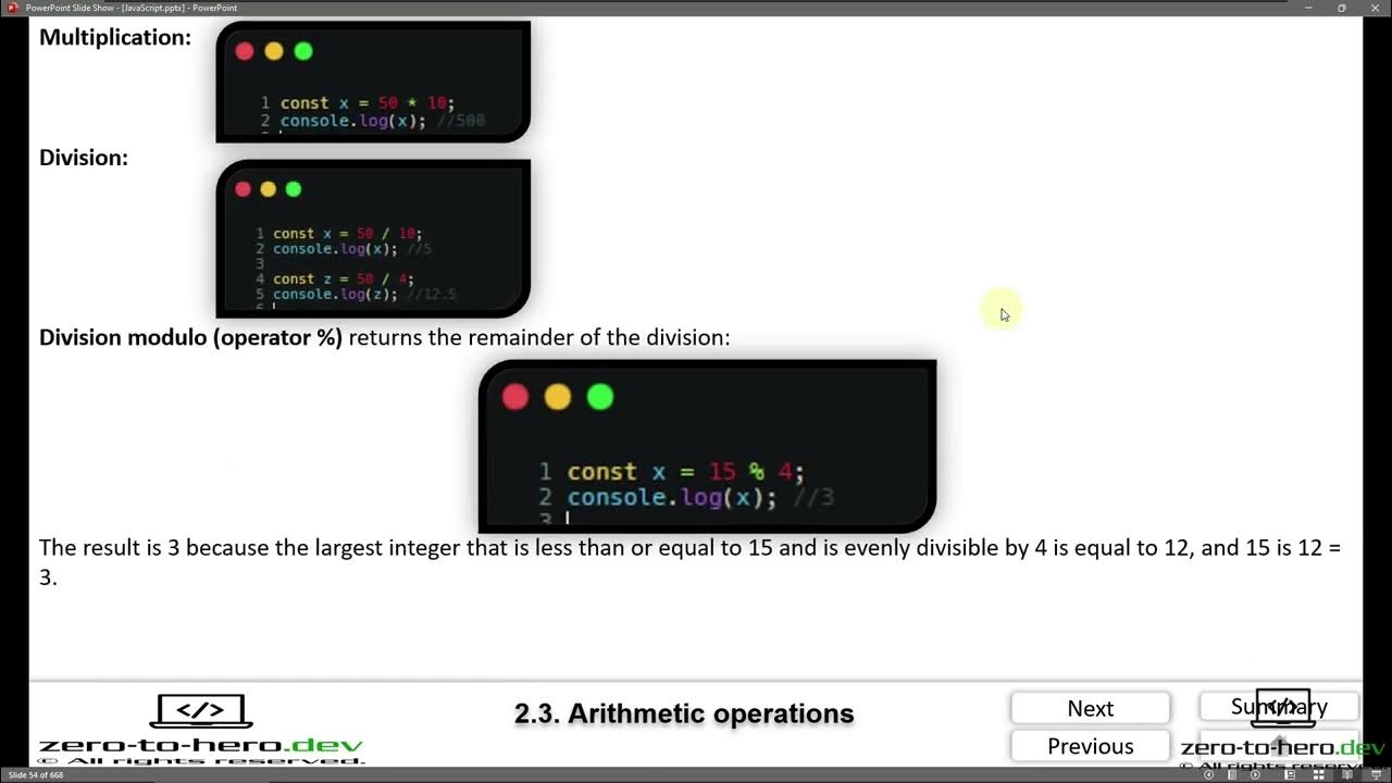 part 2 JS 2 3 Arithmetic operations - YouTube
