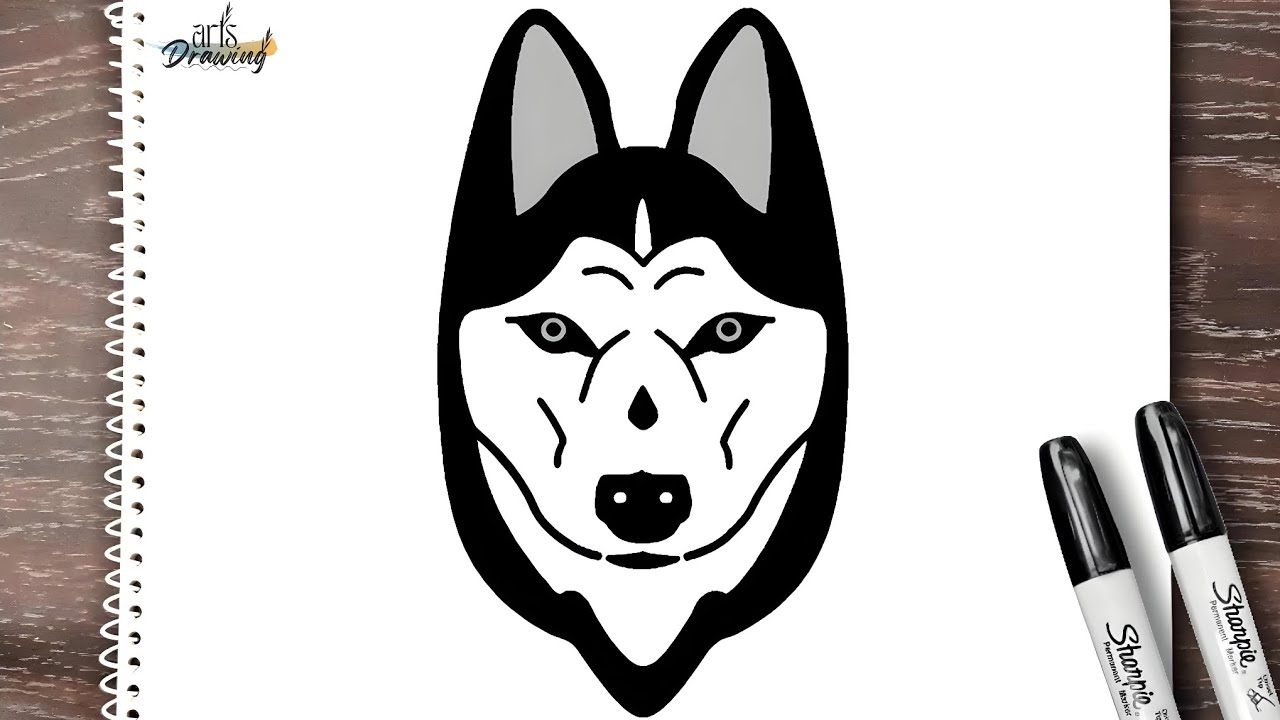 How to draw Siberian Husky Dog step by step - YouTube