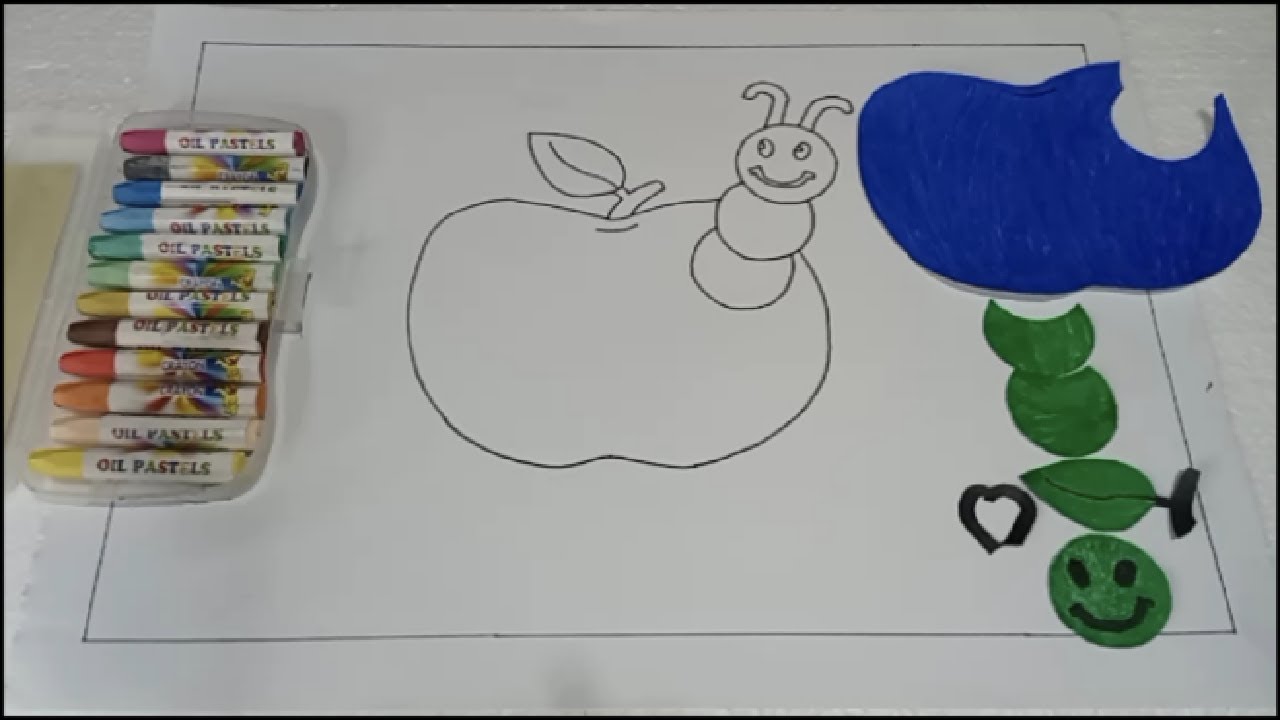 Cara dan belajar menempel gambar apel dan ulat yang sudah di gunting ...