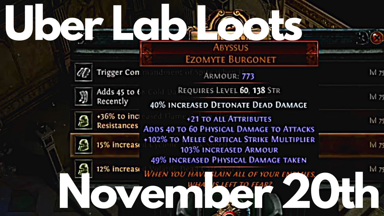 Path of Exile Uber Lab Loots November 20th/2021 - YouTube