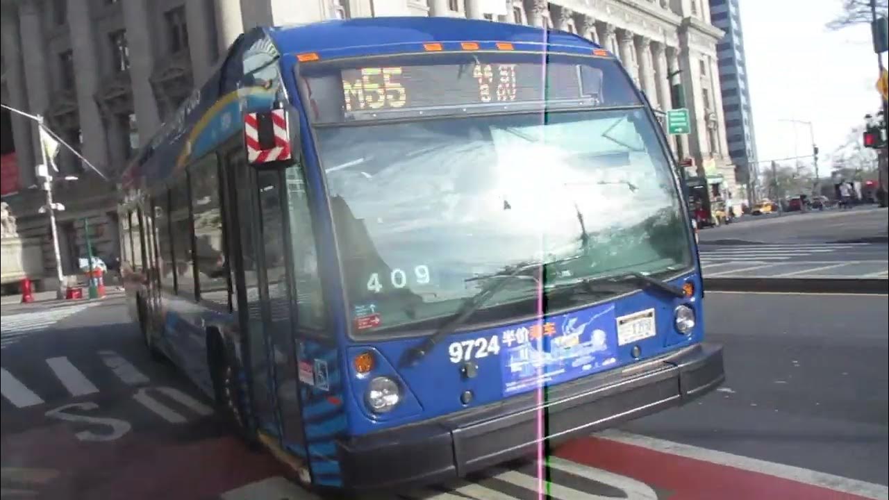 MTA NYC Bus 2021 Novabus LFS Hybrid #9724 On The M55 @ Battery Place & Broadway - YouTube