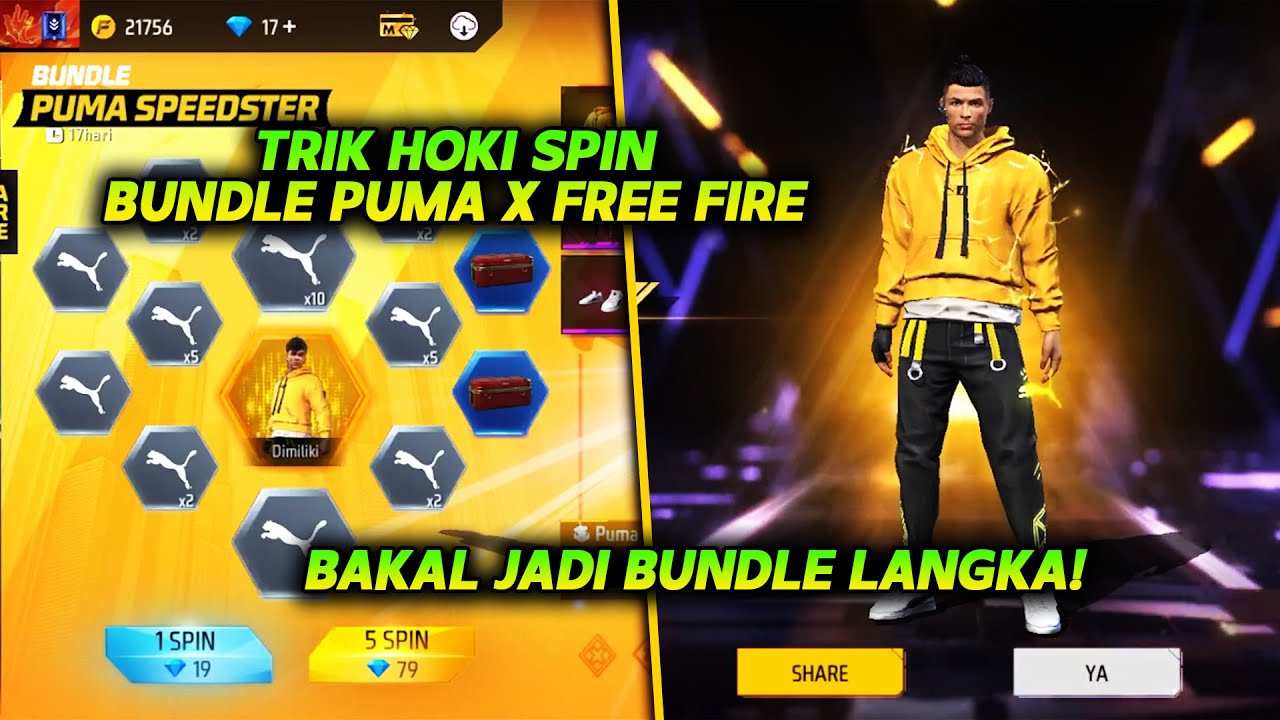 TRIK HOKI SPIN BUNDLE PUMA X FREE FIRE TERBARU !! BAKAL JADI BUNDLE ...