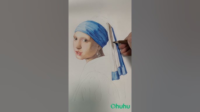 how to draw girl with a pearl earring
