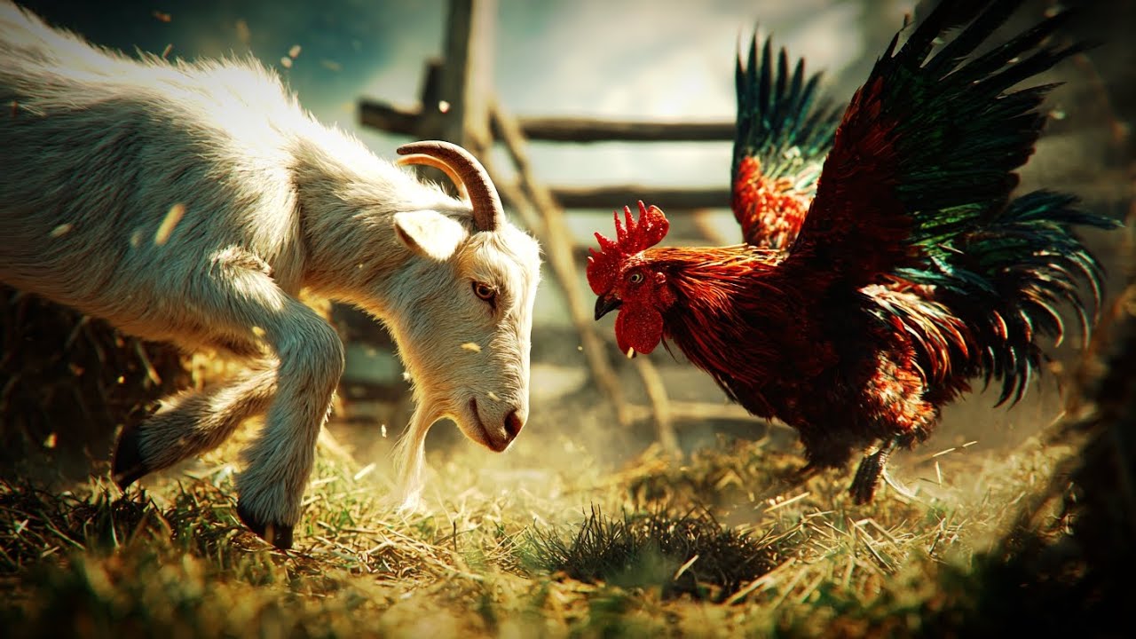 “Goat vs Rooster: Ultimate Farm Battle!” 🐐🐓💥 - YouTube