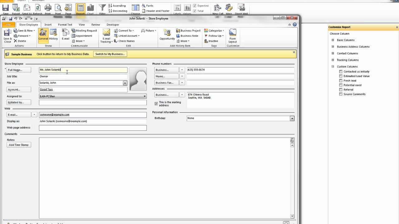 Tutorial - Business Contact Manager (BCM) Reports - YouTube