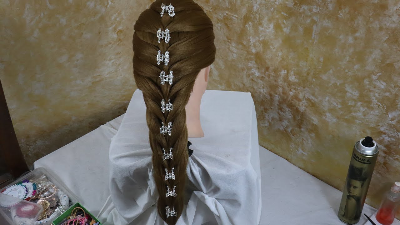 Long hair clips hair style tutorial || - YouTube