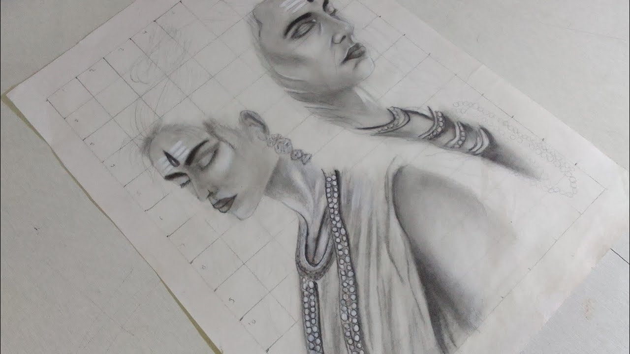 maa parvati and mahadev pencil drawing - YouTube