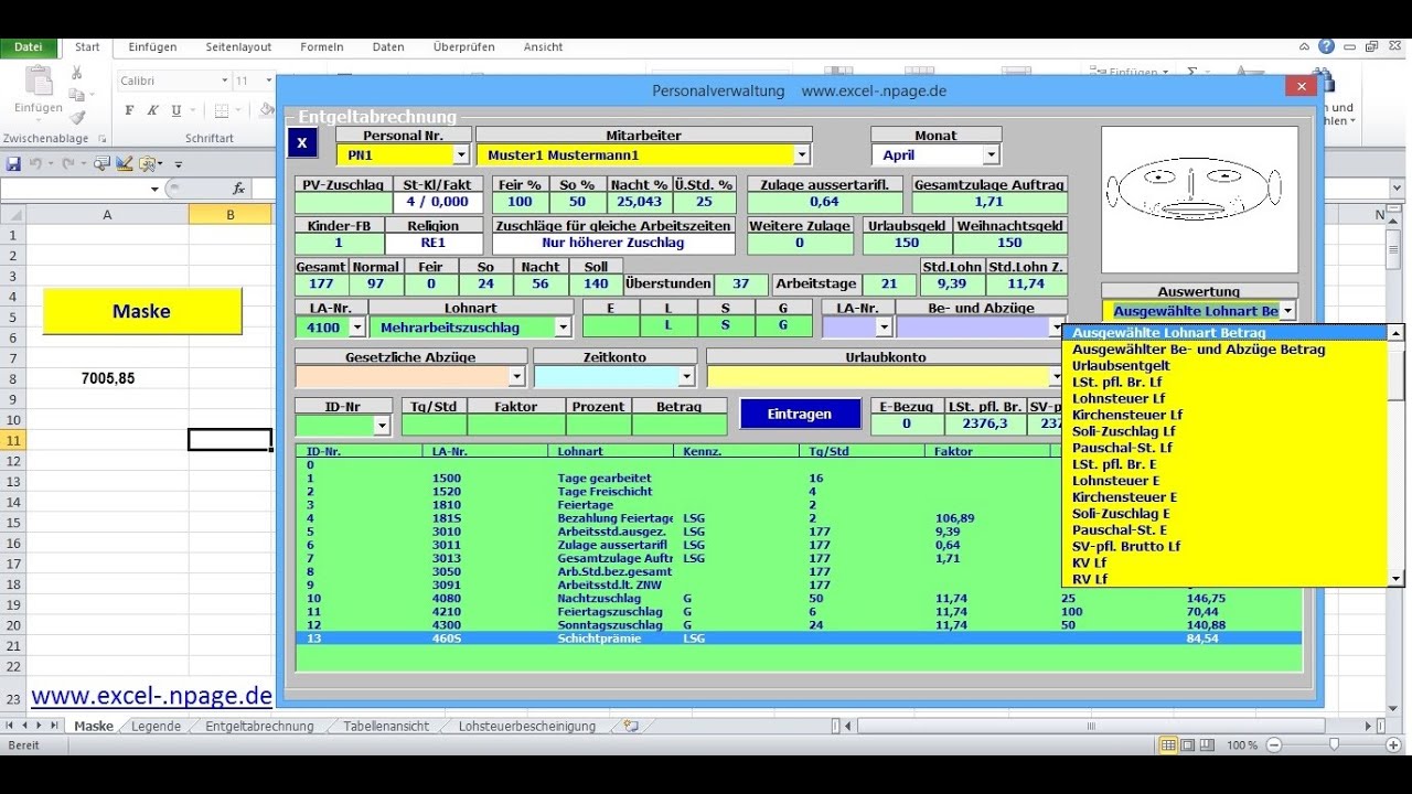 Personalverwaltungsprogramm mit Bildern in Excel - YouTube