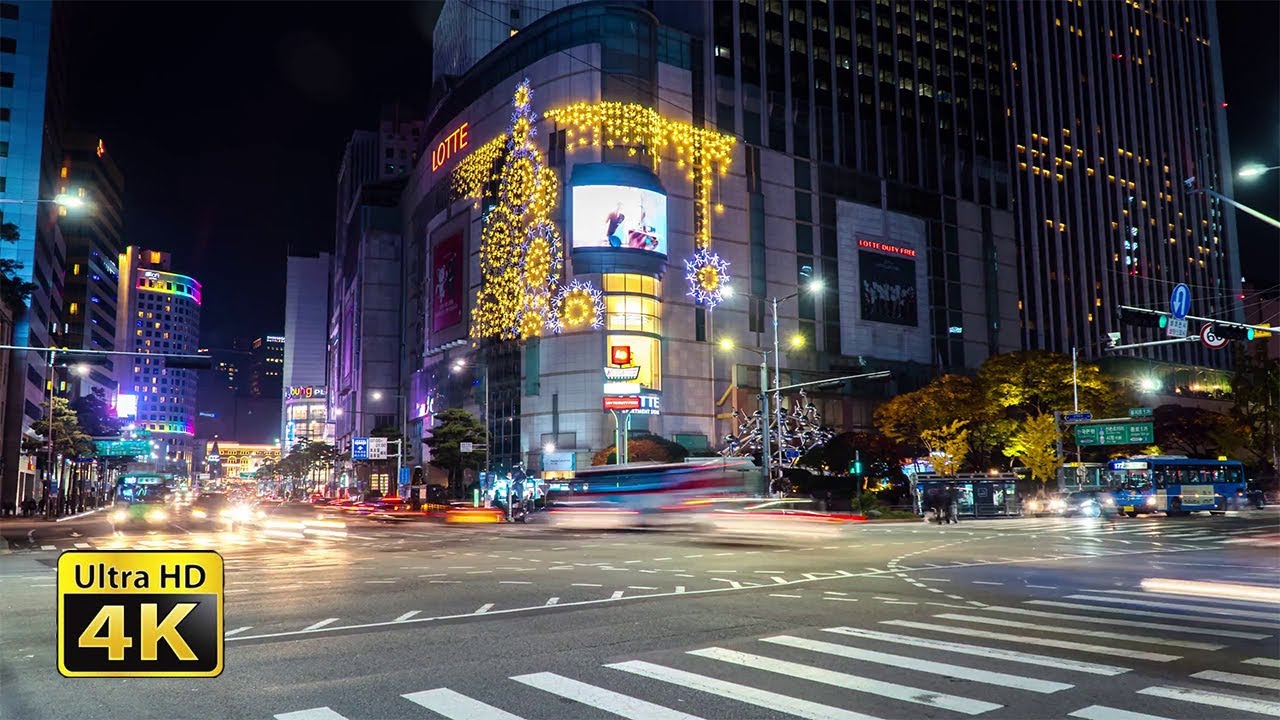 Street Night Neon Traffic 4K Free Stock Videos For Commercial Use - YouTube