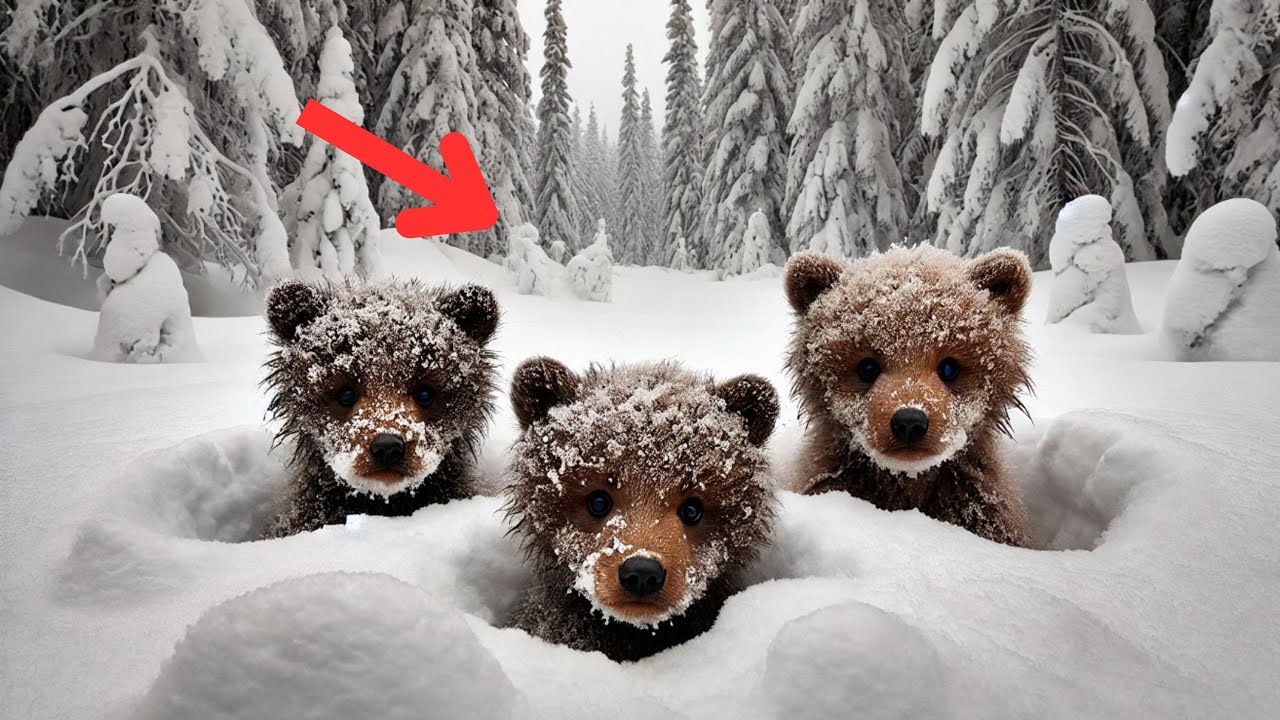 The Bear Cubs Were Buried Under The Snow, And The Mother Bear's ...