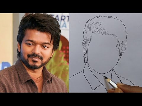 How to draw Thalapathy Vijay / South Actor Vijay Drawing Easy - YouTube
