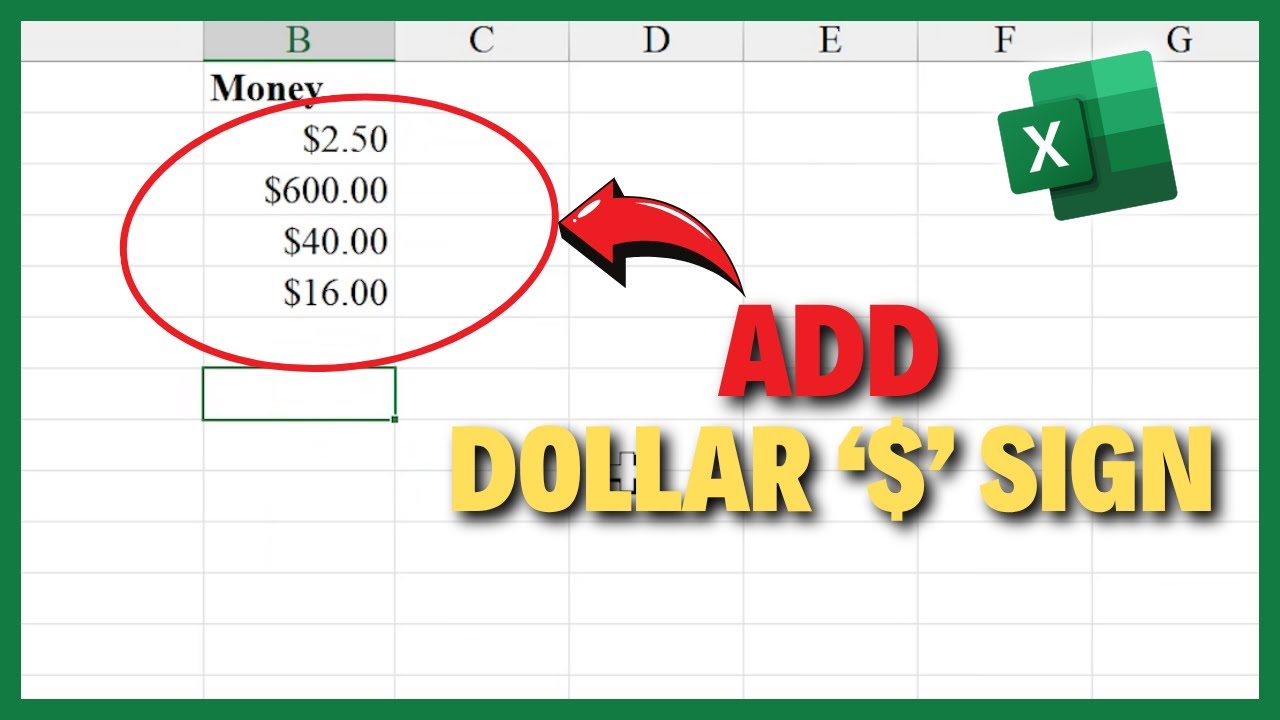 How to Add Currency Dollar '$' Sign in Excel - YouTube