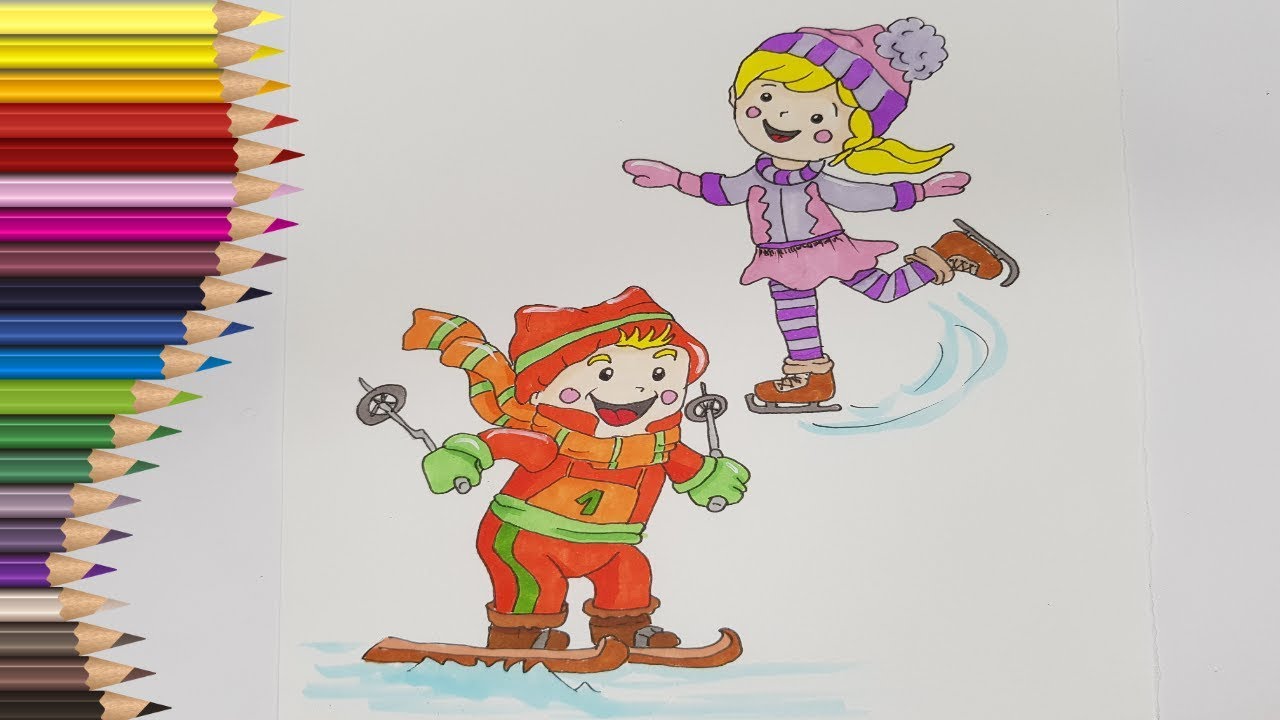 💙 ️💛Desenam si Coloram Copii Iarna | Invata sa Desenezi Simplu si Rapid ...