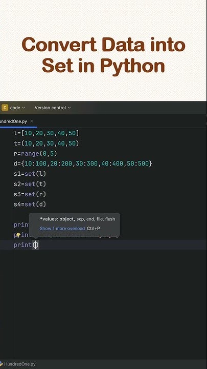 Convert Data into Set in Python #python #coding #shorts #shortvideo #short #youtubeshorts # ...