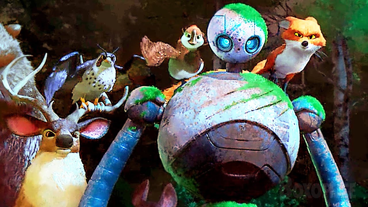 Дикий робот сражается, чтобы спасти животных | Дикий робот | отрывок ...