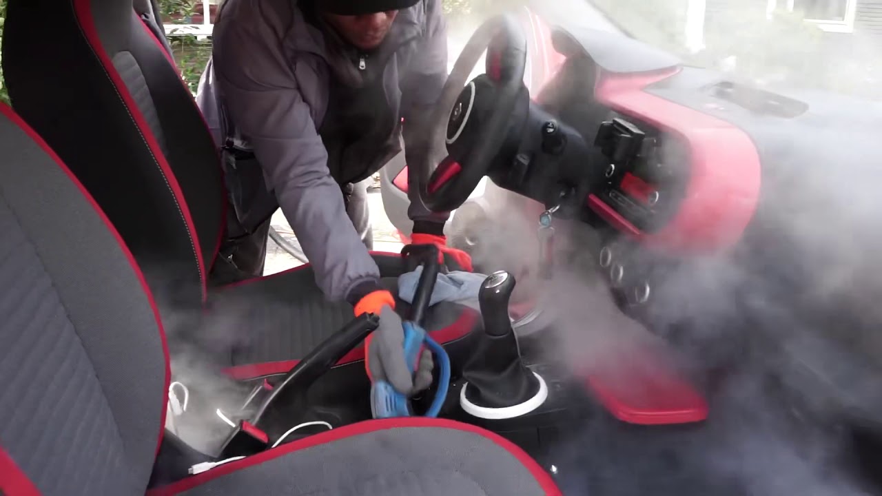 Naden auto interieur reinigen met hogedruk stoom - YouTube