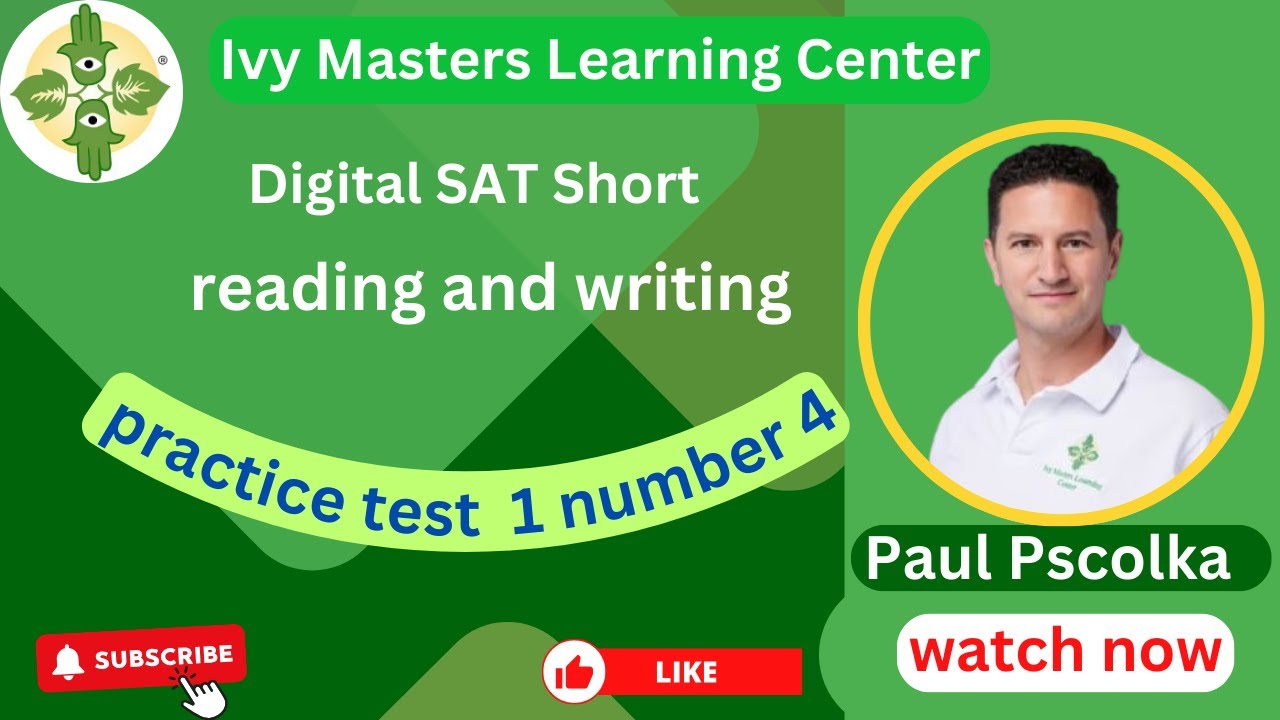 Digital SAT reading and writing practice test 1 number 4 || Ivy Masters ...