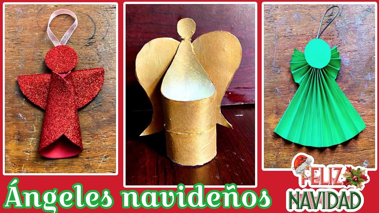 3 ideas para hacer ÁNGELES de NAVIDAD 👼🎄 || *Diy manualidades navideñas ...