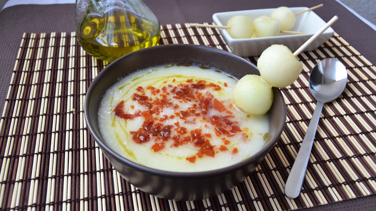 Chilled Melon Soup with Serrano Ham - Easy Cold Melon Soup Recipe - YouTube