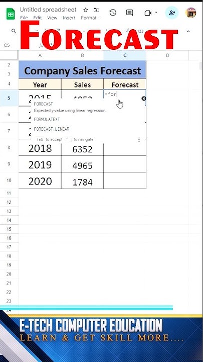 How to create company sales forcast in ms Excel Spreadsheet - #trendingshorts #youtubeshorts ...