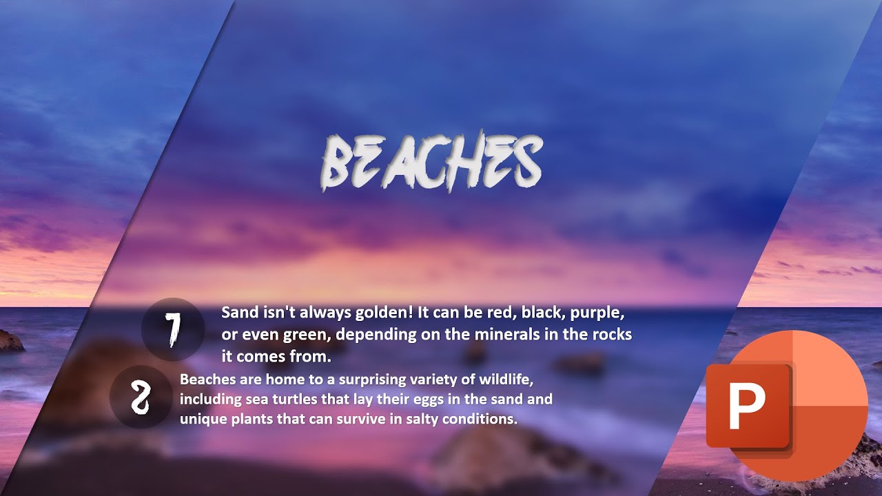 How to create a power point template about beaches by adding glass ...