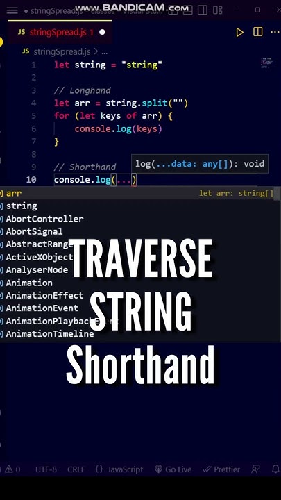 Amazing Traverse Javascript String Shorthand 🤩😮 Shorts Javascript Programming Coding Youtube 