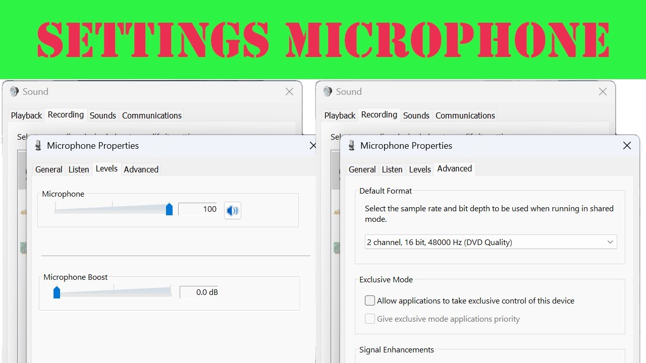 SETTINGS MICROPHONE - YouTube