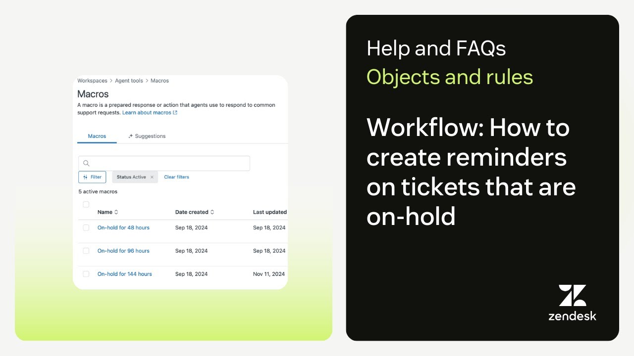 Workflow: How to create reminders on tickets that are on-hold - YouTube