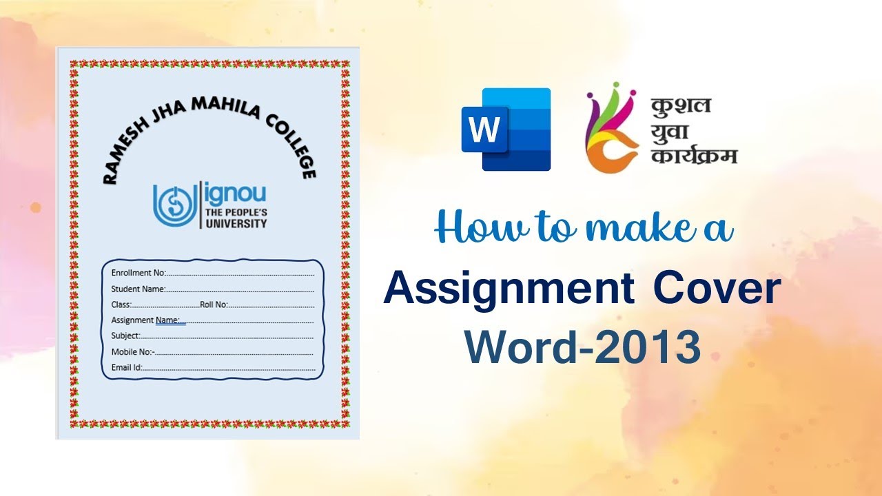 Assignment Cover Page Design in Word 2013. - YouTube