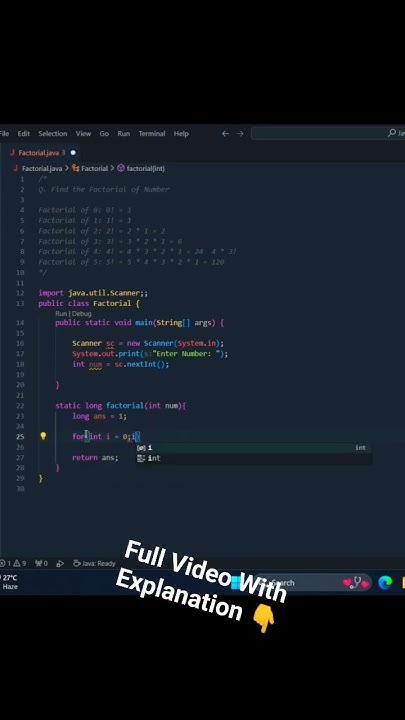 Factorials of Number Recursive Method Java Program #JavaProgramming # ...