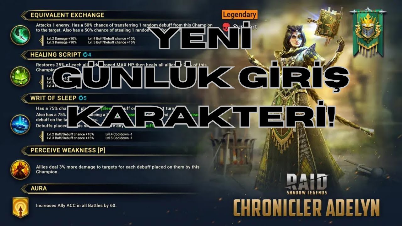 Yeni Günlük Giriş Karakteri Adelyn!! | Raid Shadow Legends Türkçe - YouTube
