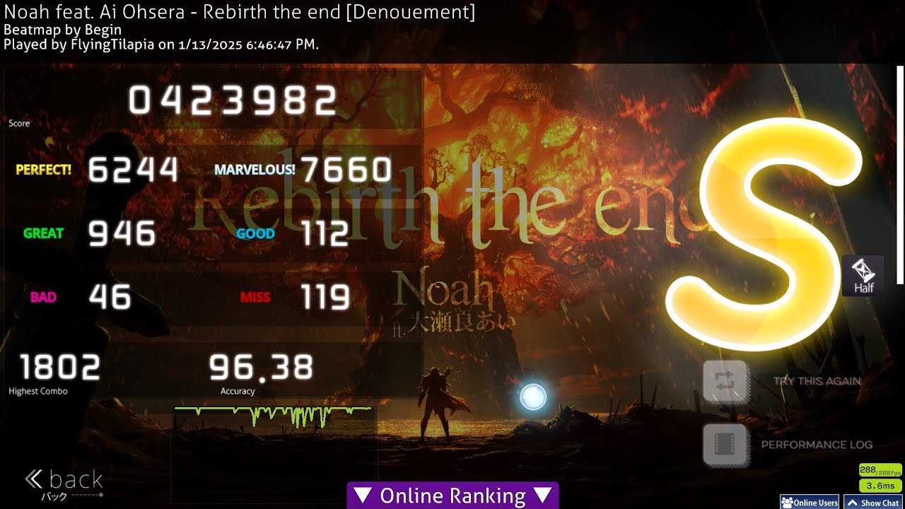 [Half-Time] Rebirth The End [Denouement] 96.38% 7.82* 529PP - YouTube