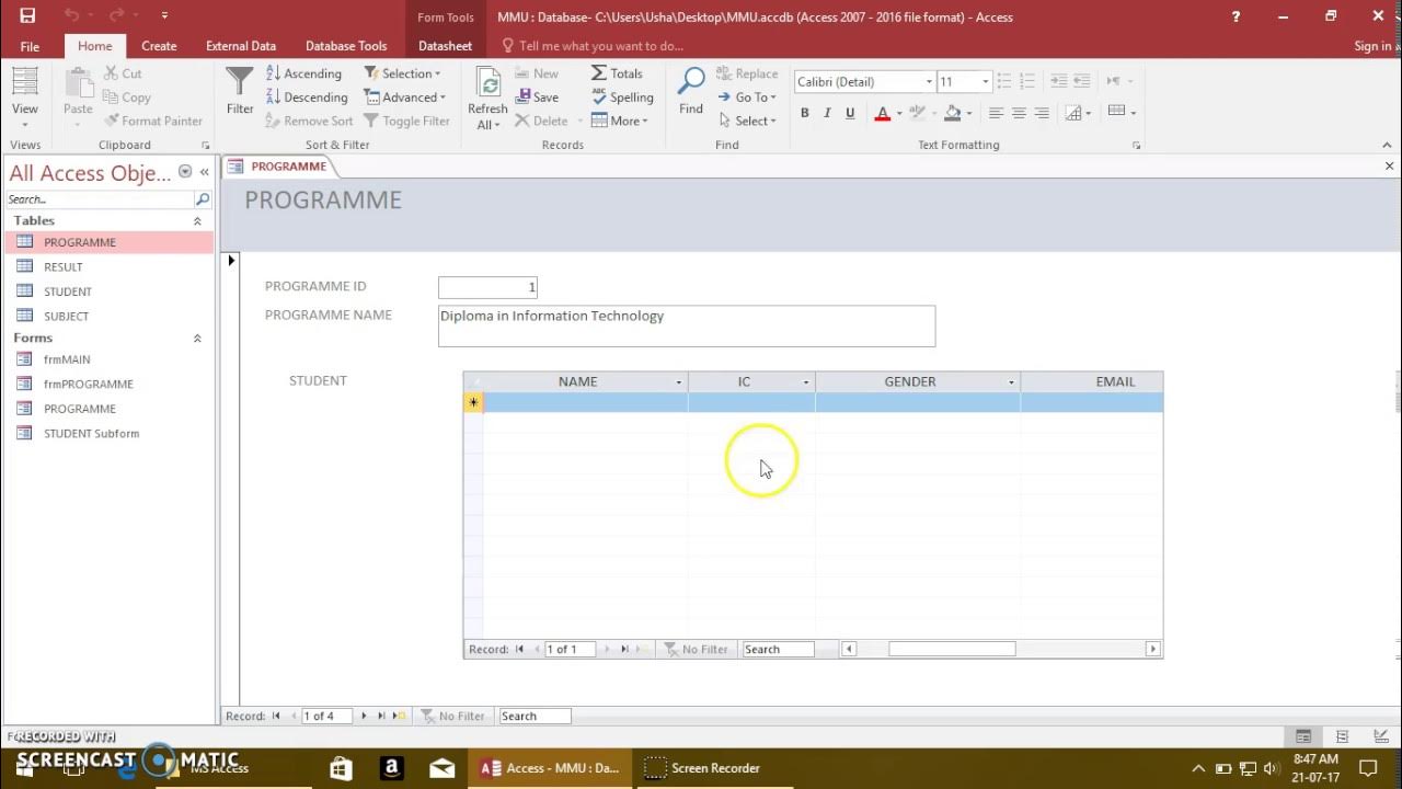 Lesson 4 - Create Forms and Subforms - YouTube