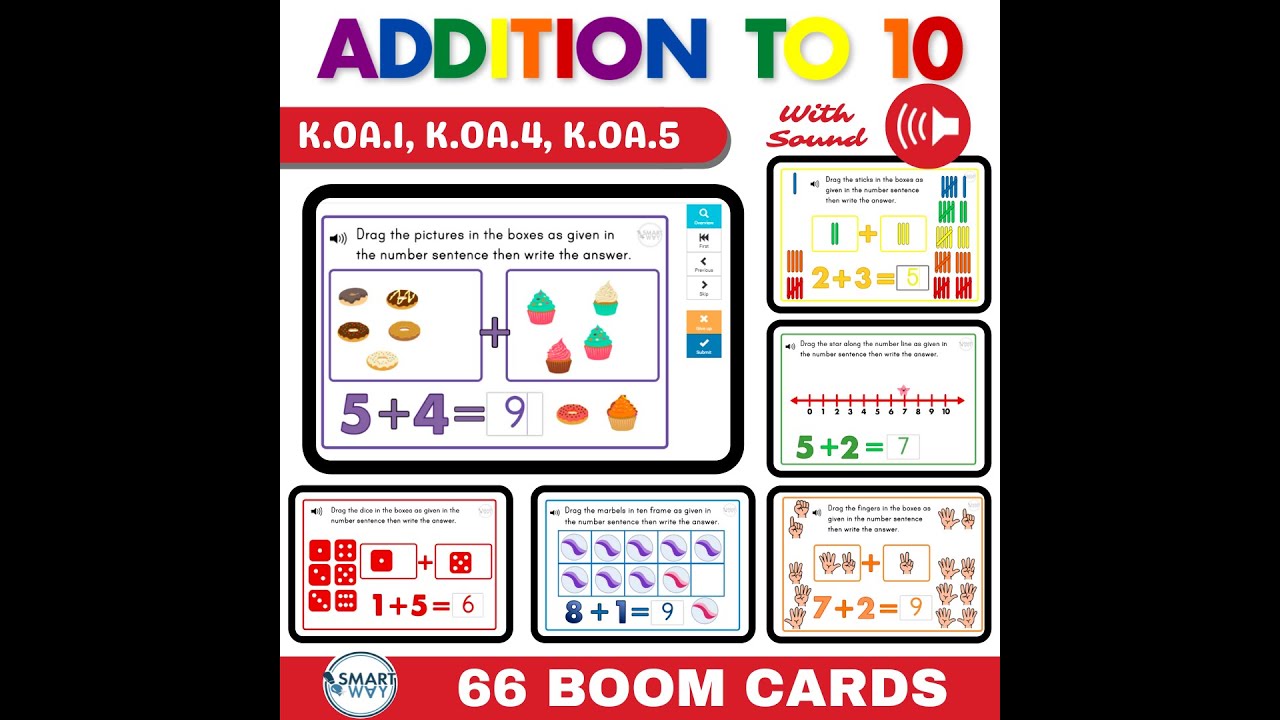 Addition to 10 | BOOM CARDS | K.OA.1, K.OA.4, K.OA.5 - YouTube